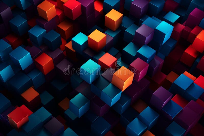 Vibrant Abstract Background Featuring Interlocking Cubes in Dark Colors for Modern Wallpaper ...
