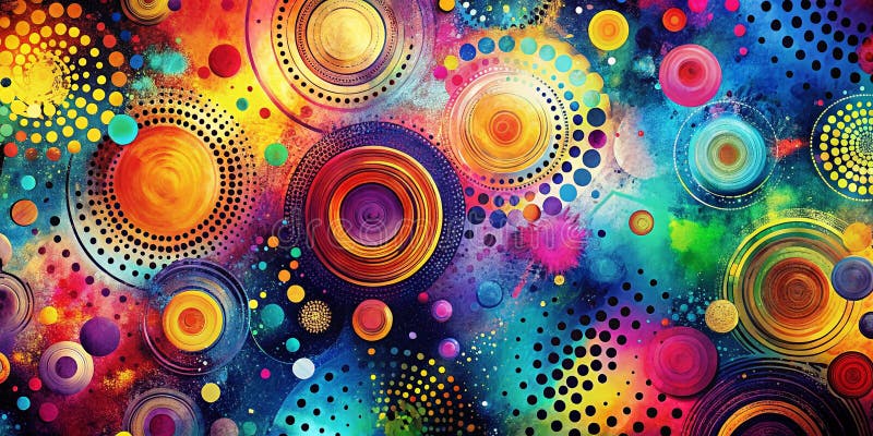 Vibrant Abstract Background Featuring Intricate Circles Dots Lines and ...