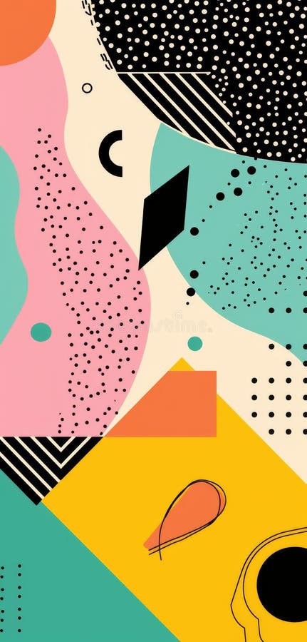 Abstract Colorful Geometric Background with Playful Shapes and Patterns ...