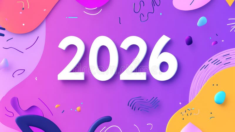 Vibrant Abstract Background with the Number 2026 for Festive Designs ...