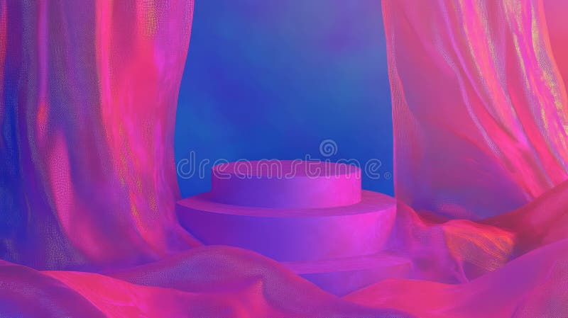 Vibrant Abstract Background with Podium and Flowing Fabric for Event ...