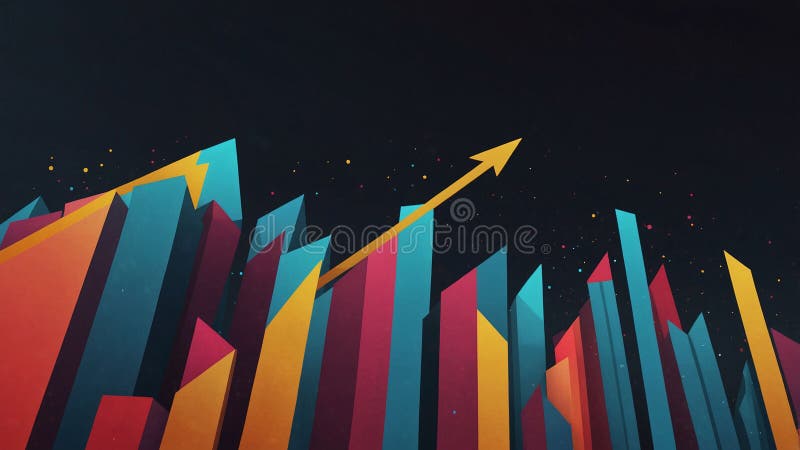 Vibrant Abstract Bar Graph with Upward Arrow Indicating Growth and ...
