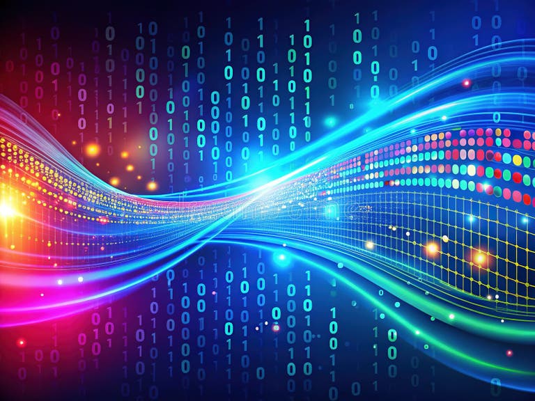 Vibrant Abstract Binary Code Background a Colorful Visual Representation of Digital Data Flow ...