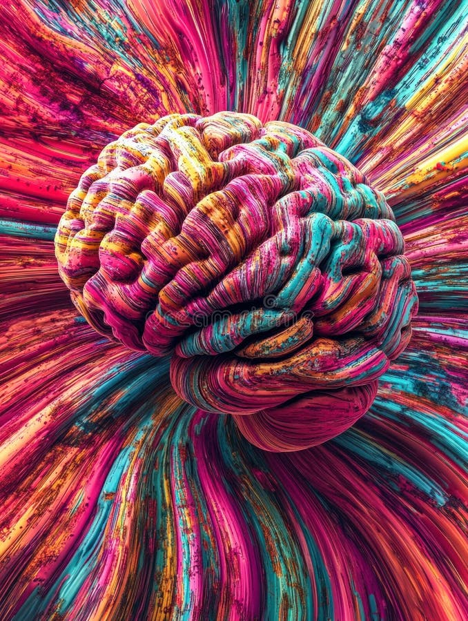 Vibrant Abstract Brain Art with Colorful Fluid Patterns Stock Image ...