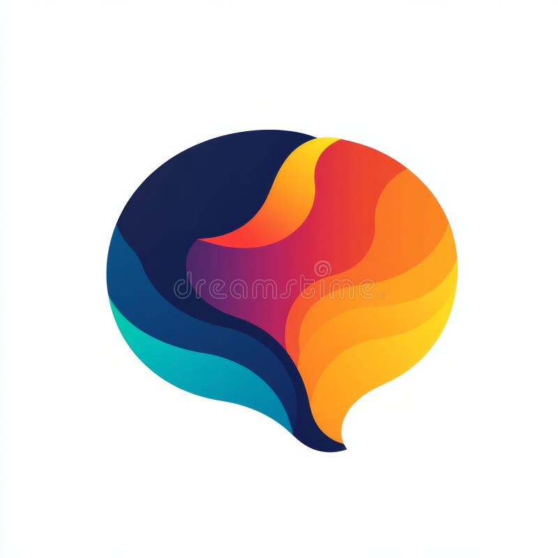 Vibrant Abstract Brain Logo with Multicolored Fluid Waves on White ...