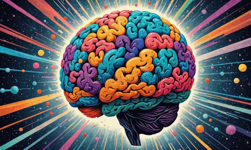 Vibrant, Abstract Brain, with Multitude Colors and Shapes, is ...