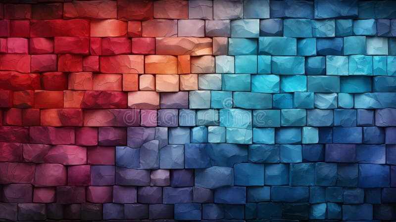 Vibrant Abstract Brick Wall Design with Flat Texture, Geometric ...