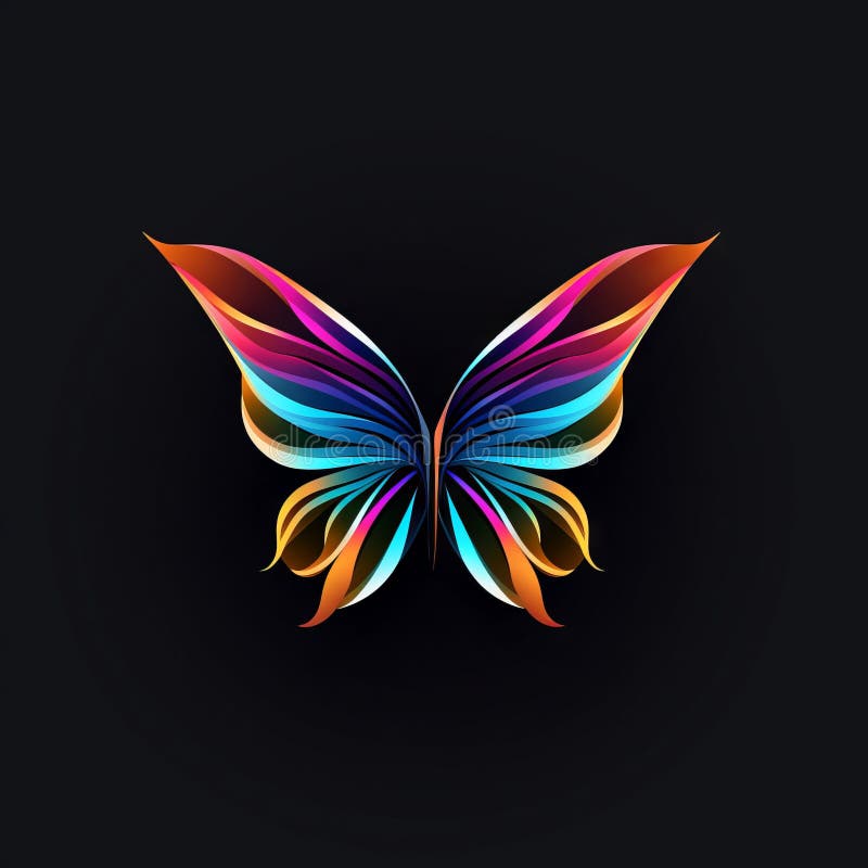 A Vibrant, Abstract Butterfly Design Against a Black Background. Stock ...