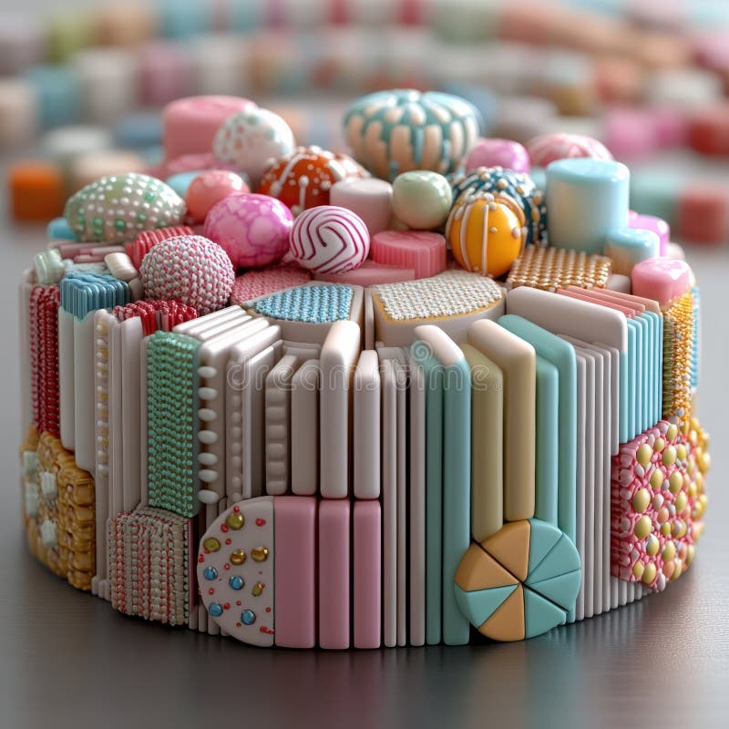 A Vibrant, Abstract Cake Composed of Various Pastel-colored Geometric ...