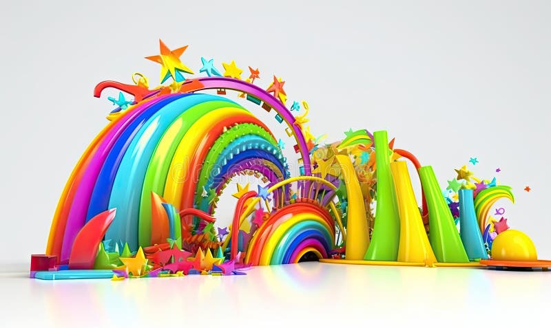Vibrant Abstract Carnival Design with Rainbow Colors and Shapes ...