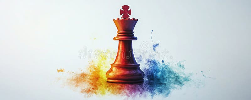 Vibrant Abstract Chess Piece with Rainbow Backdrop on a Chessboard ...