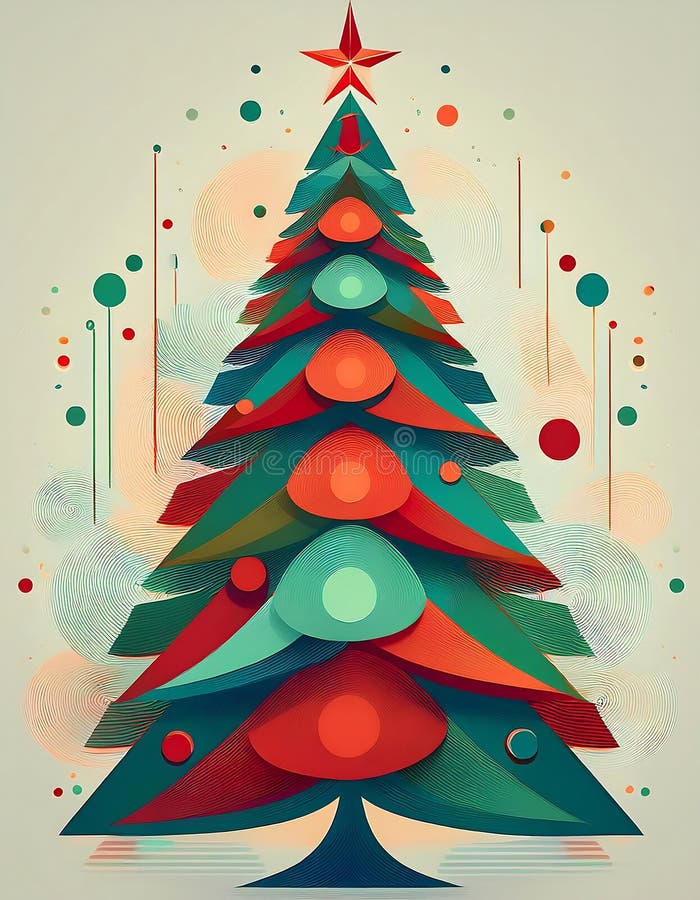 Vibrant Abstract Christmas Tree Design Using Layered Shapes in Festive ...