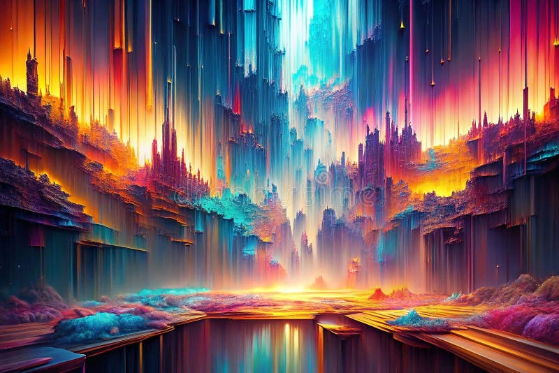 Vibrant Abstract City Landscape, Vibrant Colors, Illuminated Path ...