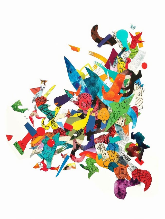 Vibrant Abstract Collage Art with Colorful Geometric Shapes and Dynamic ...