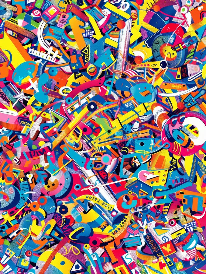 Vibrant Abstract Collage Art with Colorful Geometric Shapes and ...