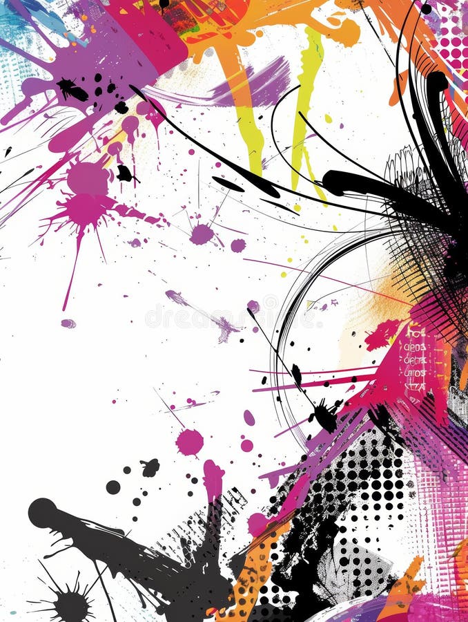 Vibrant Abstract Collage Art with Colorful Paint Splashes and Dynamic ...