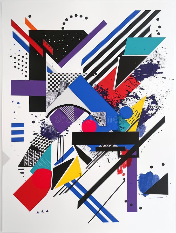 Vibrant Abstract Collage Art with Geometric Shapes and Bold Colors for ...