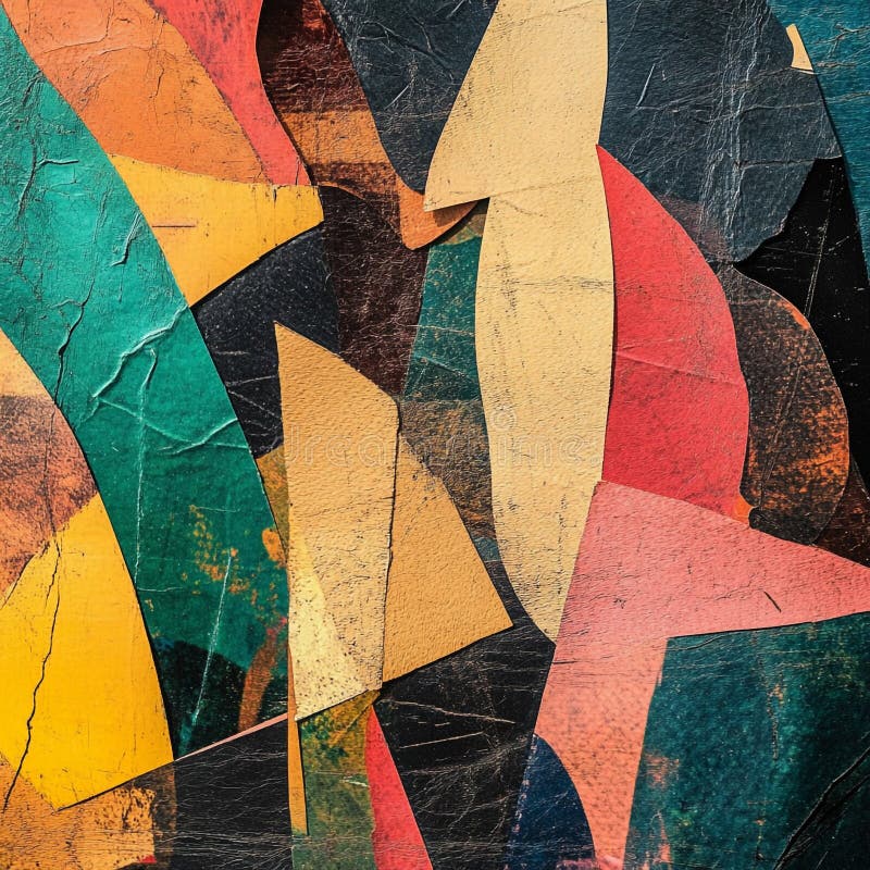Abstract Collage Art Multicolored Geometric Shapes Texture Background ...