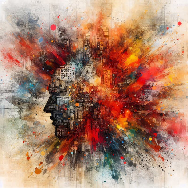 A Vibrant Abstract Collage of Shapes, Colors, and Textures, Creating a Dynamic and Visually ...