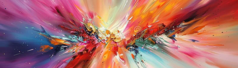 Vibrant Abstract Color Explosion Panoramic Art Stock Illustration ...