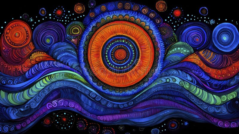 Vibrant Abstract Colorful Swirls and Circular Patterns Design Stock ...