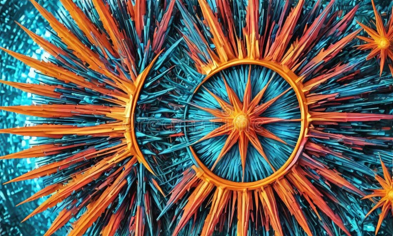 Vibrant Abstract Composition Features Circular Pattern Orange and Blue ...