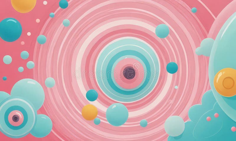 Vibrant Abstract Composition Features Concentric Circles in Pink, Blue ...