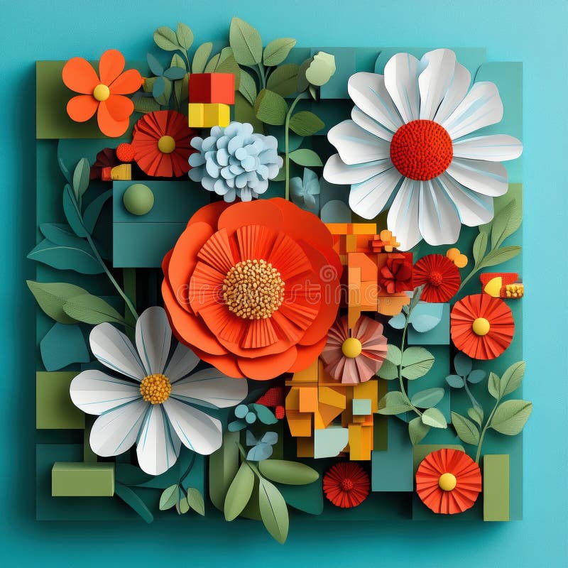 Colorful Geometric Flower Composition in Abstract Style Stock ...