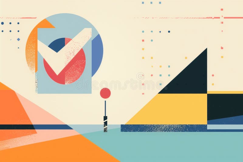 Vibrant Abstract Composition Features a Red Circle Contrasted with ...