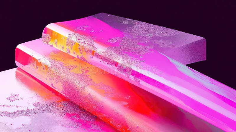 A Vibrant, Abstract Composition Featuring Glossy, Layered Shapes with a ...