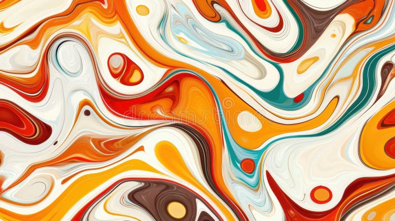 A Vibrant Abstract Composition Featuring Swirling Patterns of Orange ...