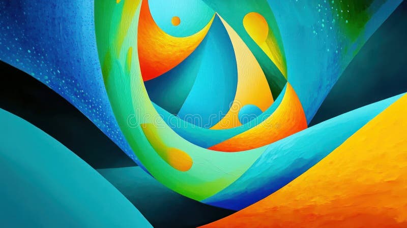 A Vibrant Abstract Composition Featuring Swirling Shapes and Colors ...
