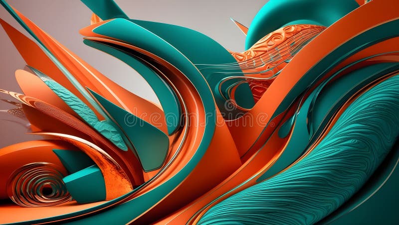 Dynamic 4K Abstract Wallpaper: Vibrant Teal and Orange Shapes in Fluid ...