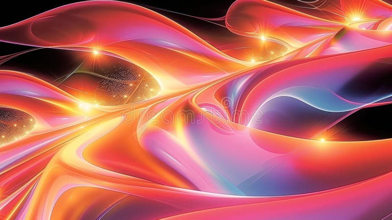 A Vibrant Abstract Composition with Flowing Shapes and Luminous Colors ...