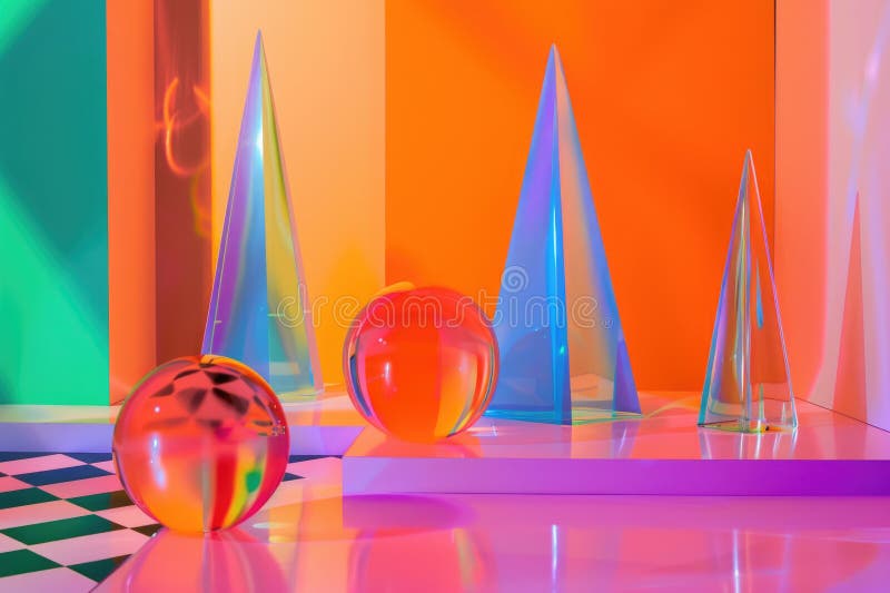 Vibrant Abstract Composition with Geometric Shapes and Vivid Colors ...