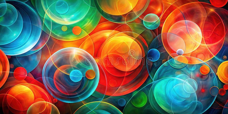 Vibrant Abstract Composition of Interlocking Translucent Circles in a ...