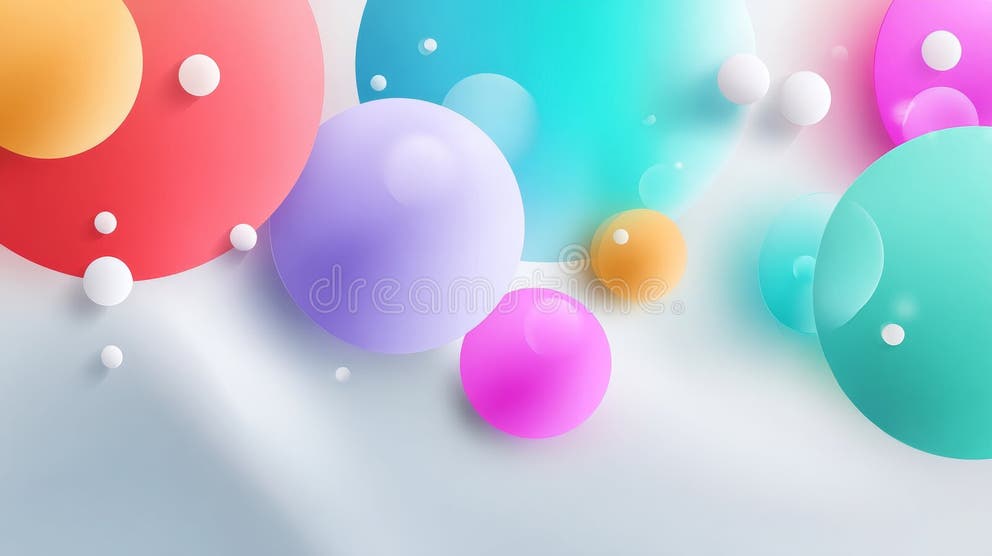 Vibrant Abstract Composition with Multi-colored Spheres on Subtle Gray ...
