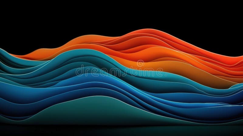 A Vibrant Abstract Composition of Overlapping Curved Shapes in Various ...
