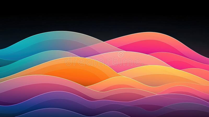 A Vibrant Abstract Composition of Overlapping Waves in Various Colors ...