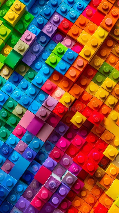 Colorful Rainbow LEGO Blocks Arranged in a Vibrant and Abstract Pattern ...