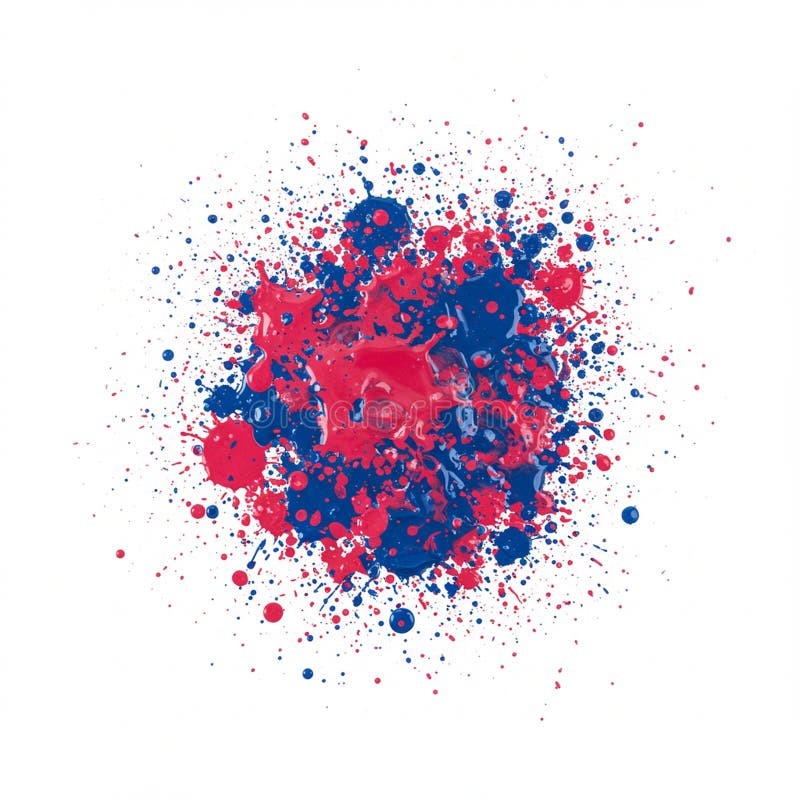 A Vibrant Abstract Composition of Red and Blue Paint Splatters on a ...