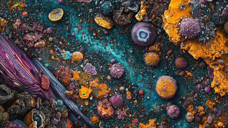 Vibrant Abstract Composition of Marine Microorganisms and Textures ...
