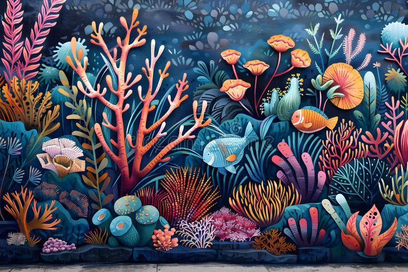 Vibrant Abstract Coral Reef. Colorful Illustration Stock Illustration ...