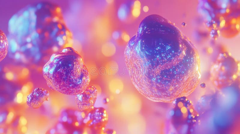 Vibrant Abstract Cosmic Bubbles Background with Glittering Particles ...