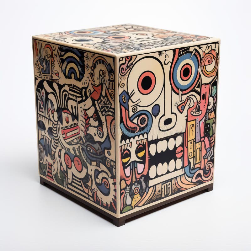 Vibrant Abstract Cube Art on Neutral Beige Background Design Stock Illustration - Illustration ...