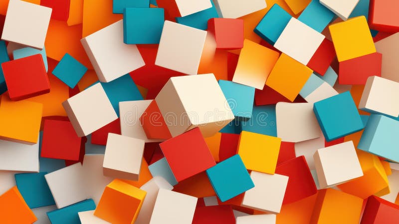 A Vibrant Abstract Cube 3D Extruded Background Featuring Bold Geometric ...