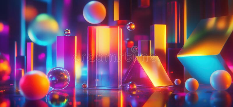 Vibrant Abstract 3D Composition with Geometric Shapes and Colorful ...