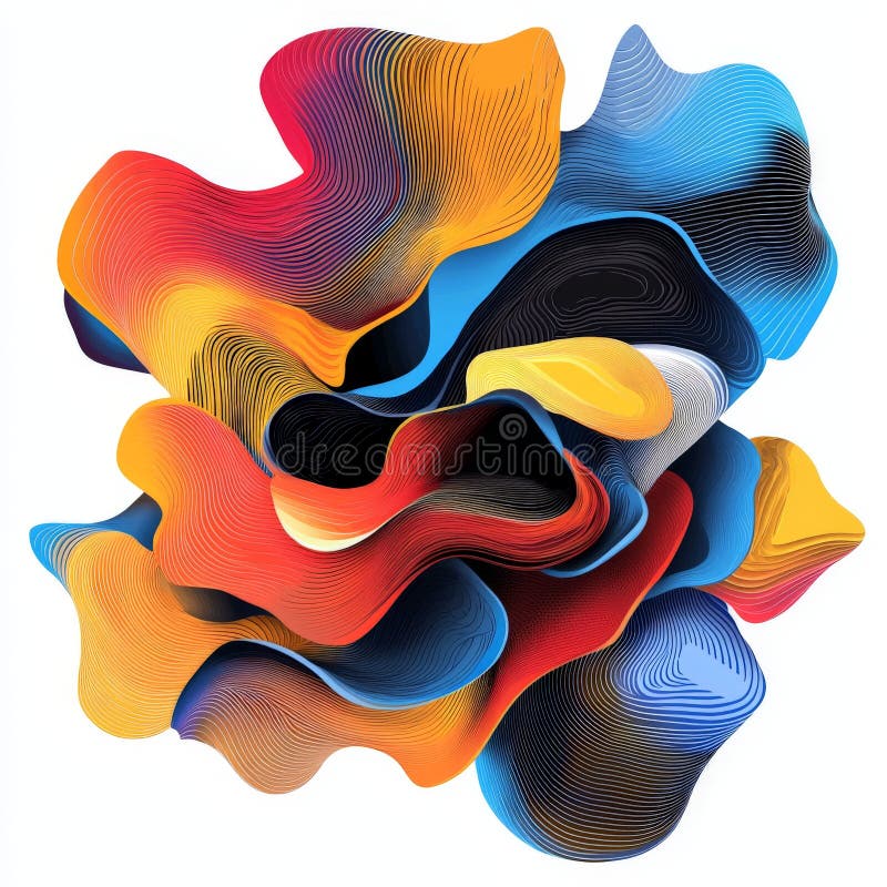 Vibrant Abstract 3D Forms with Intricate Wave Patterns Stock Image ...