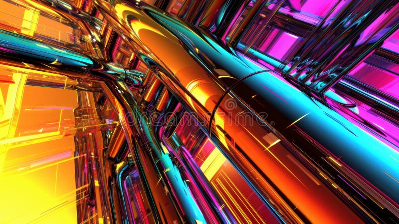 Vibrant Abstract 3D Render of Glossy Fluid Shapes Stock Illustration ...