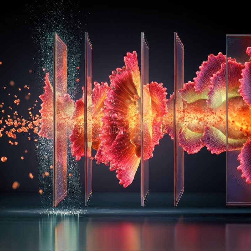 Vibrant Abstract 3D Render of Red-orange Fluid-like Shapes Stock ...